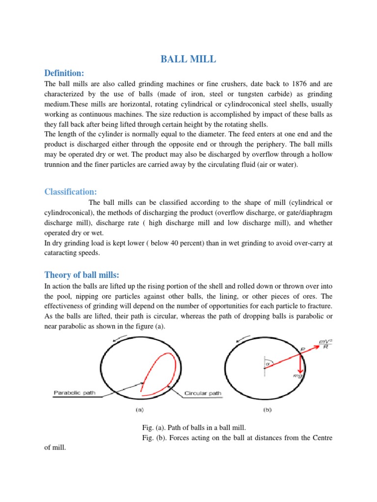 Ball Mill | PDF | Mill (Grinding) | Motion (Physics)