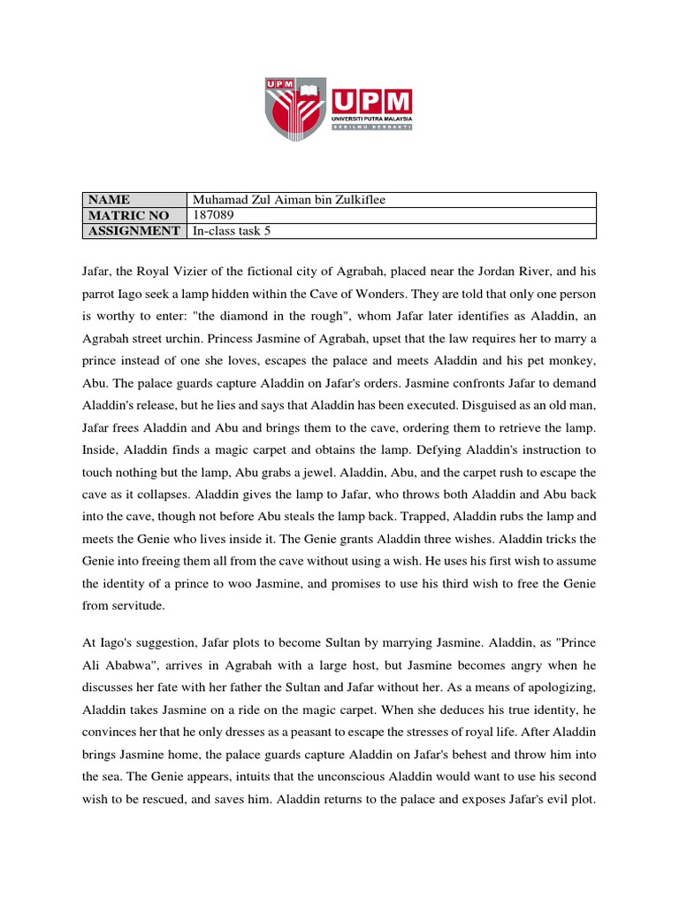 Name Matric No ASSIGNMENT In-Class Task 5 | PDF