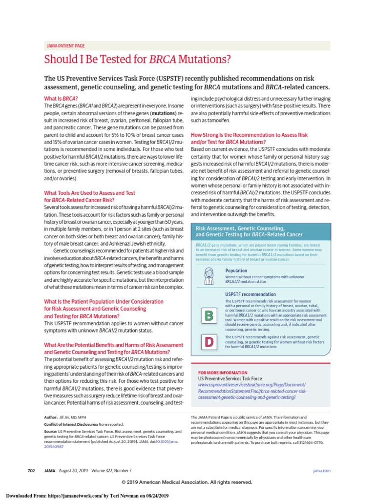 Should I Be Tested For BRCA Mutations | PDF | Cancer | Breast Cancer