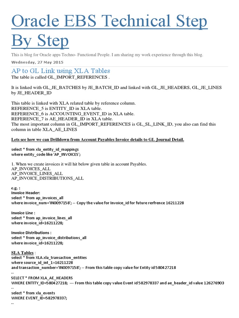AP To GL Link Using XLA Tables | PDF | Information Technology ...