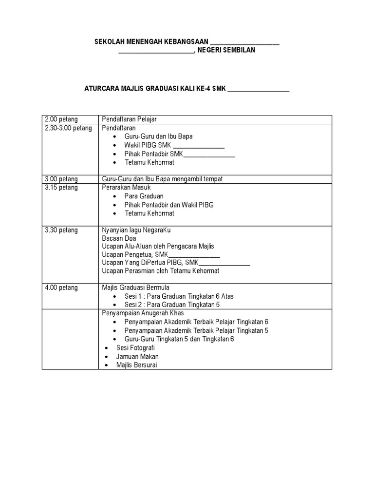 Aturcara Majlis GRADUASI | PDF