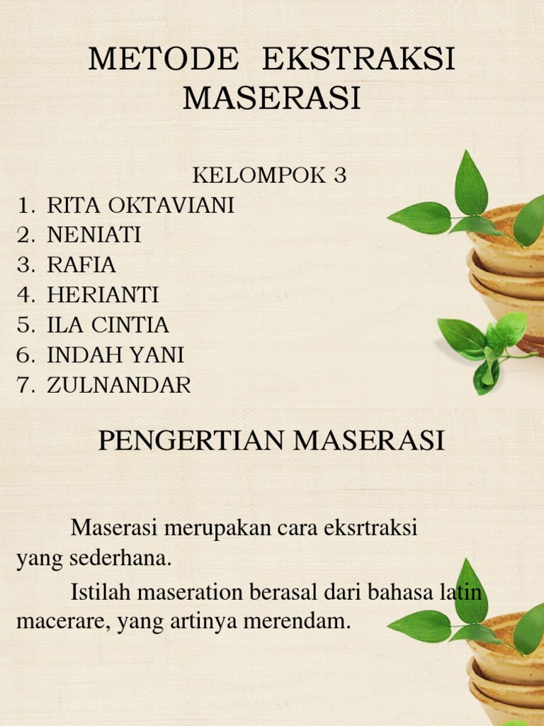 Metode Ekstraksi Maserasi | PDF