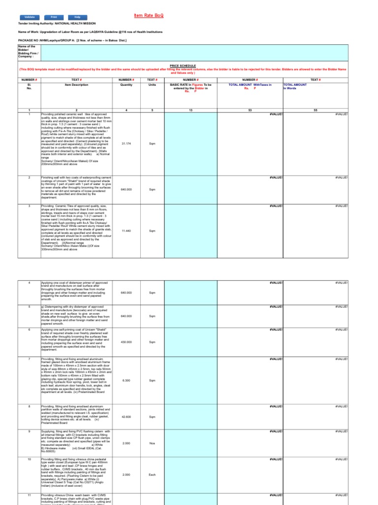 Item Rate Boq: Validate Print Help | Download Free PDF | Ac Power Plugs ...