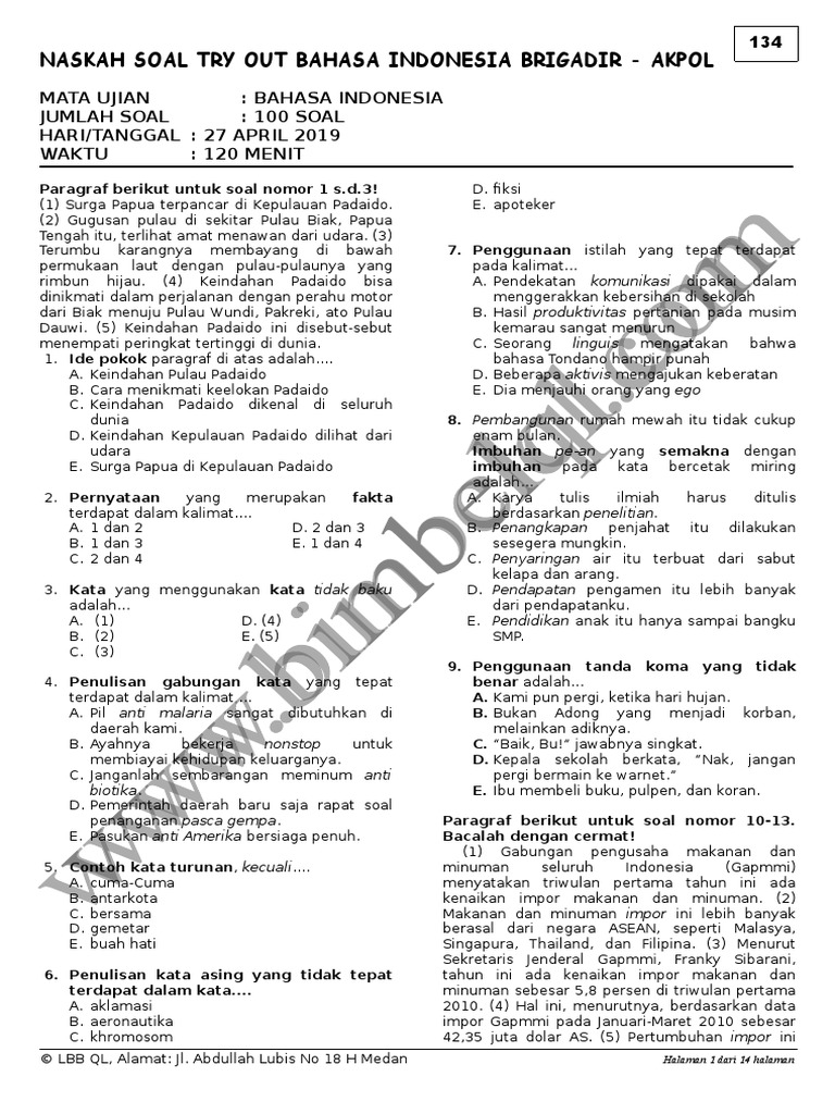 Test Bahasa Indonesia | PDF