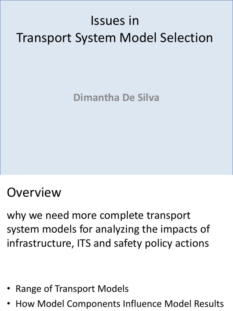 Lect7.Transport System Model Selection - Print | PDF | Demand | Traffic ...