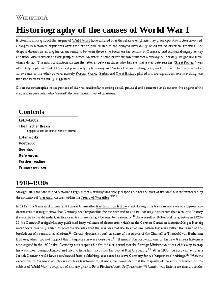 Historiography of WWI Causes | PDF | International Security ...
