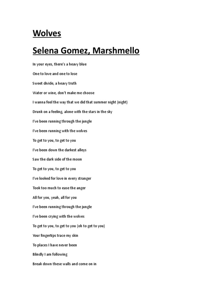 Wolves by Marshmello and Selena Gomez | PDF
