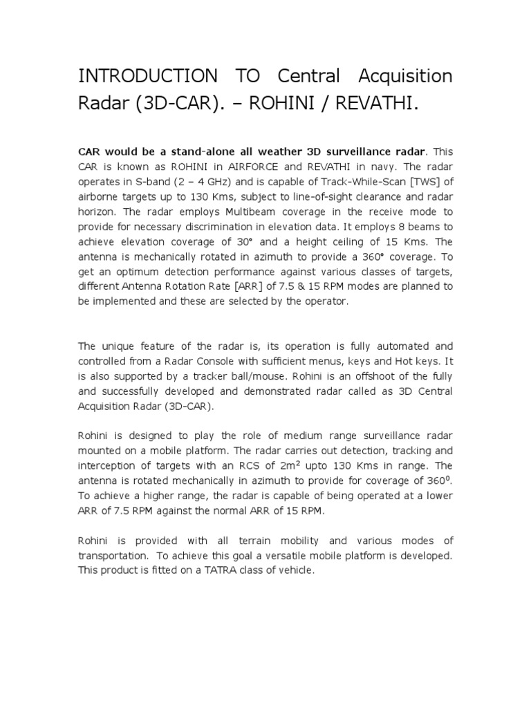 Project Report Rohini Radar | PDF | Power Supply | Radar