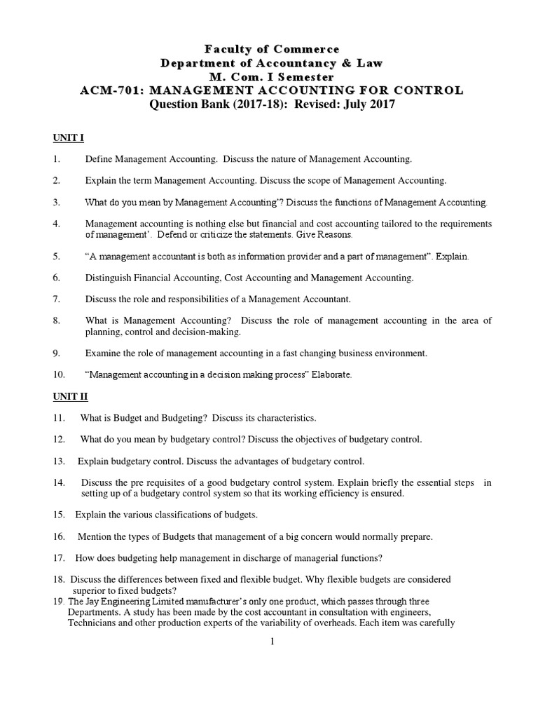 Acm 701 2017-18-1-1-2 | PDF | Management Accounting | Business Economics