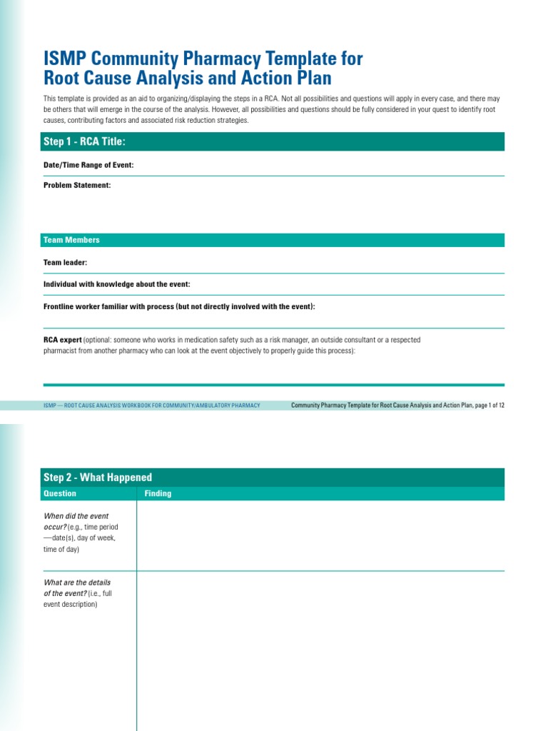 ISMP Community Pharmacy Template for Root Cause Analysis and Action ...