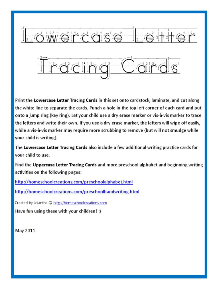Lowercase/Letter Tracing/Cards: Created by Jolanthe @ | PDF