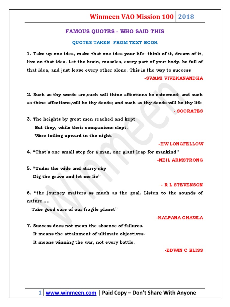 Famous English Quotes and Their Authors | PDF