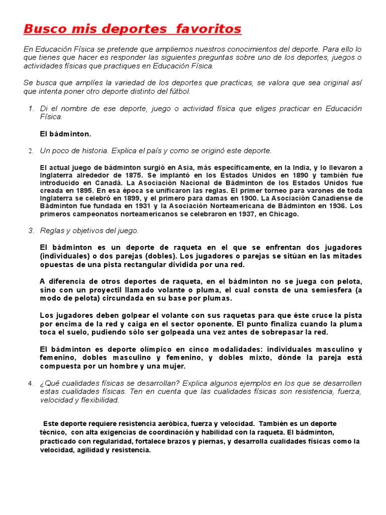 Mis Deportes Favoritos | PDF | Deportes atléticos | Ocio