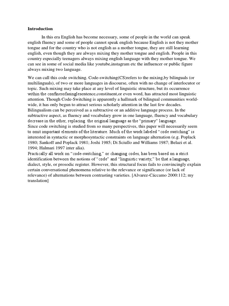 Jenis-Jenis Code Switching | PDF | Multilingualism | English Language