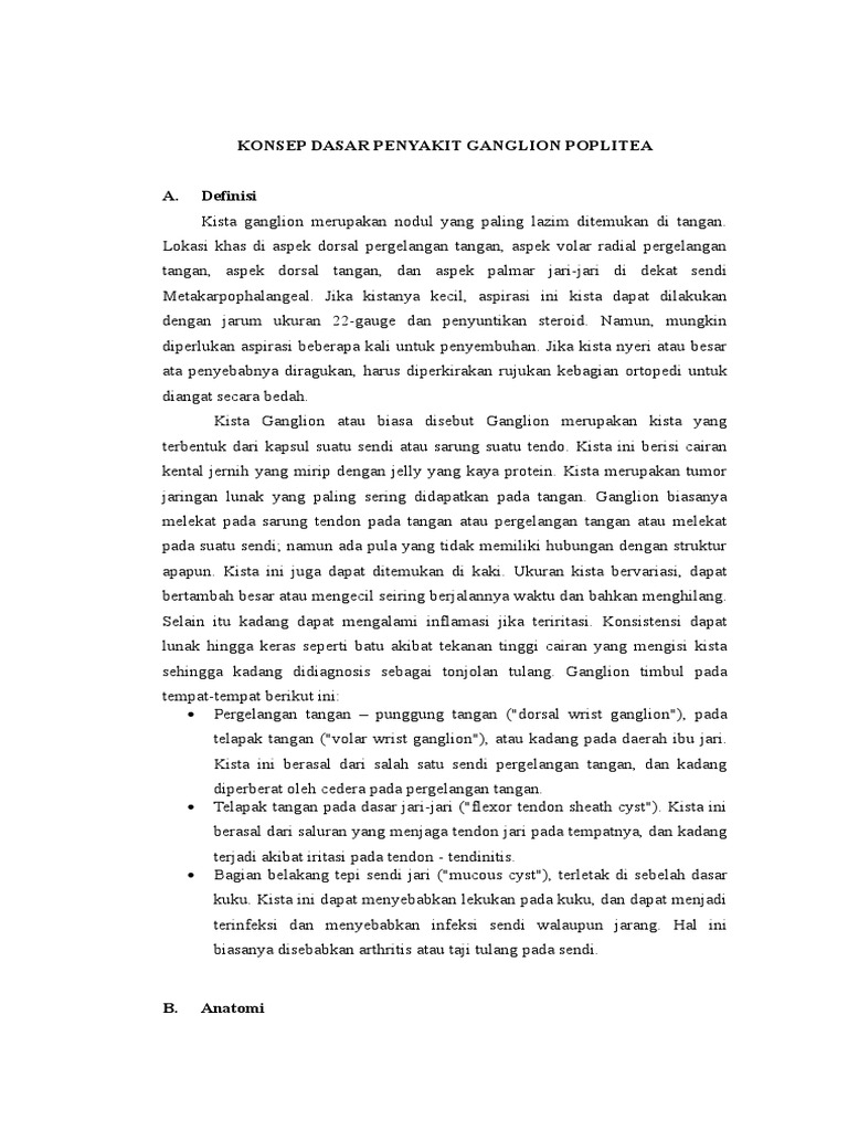 Kista Ganglion Poplitea: Definisi dan Gejala | PDF | Sains & Matematika