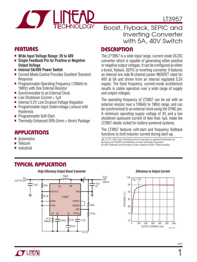 Description Features: LT3957 Boost, Flyback, SEPIC and Inverting ...