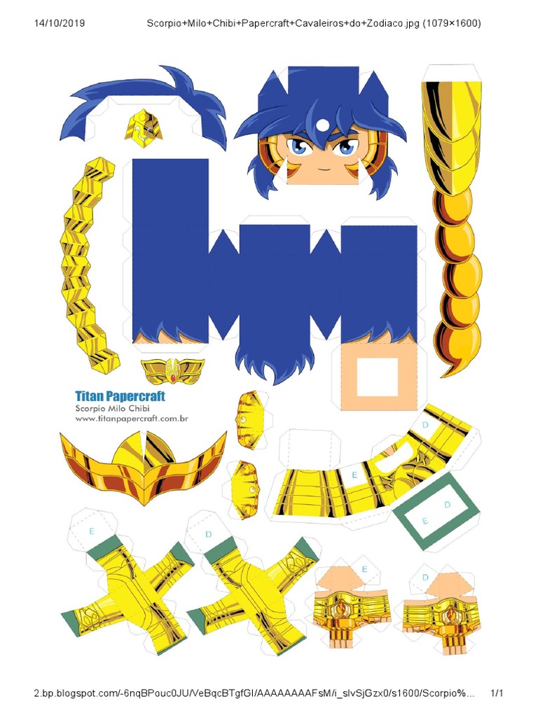 Scorpio Milo Chibi Papercraft Cavaleiros Do Zodiaco | PDF