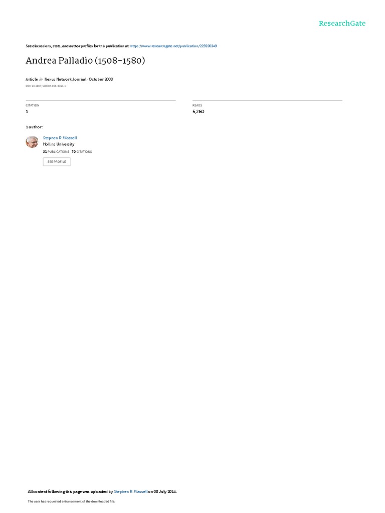 Andrea Palladio (1508-1580) : Nexus Network Journal October 2008 | PDF ...