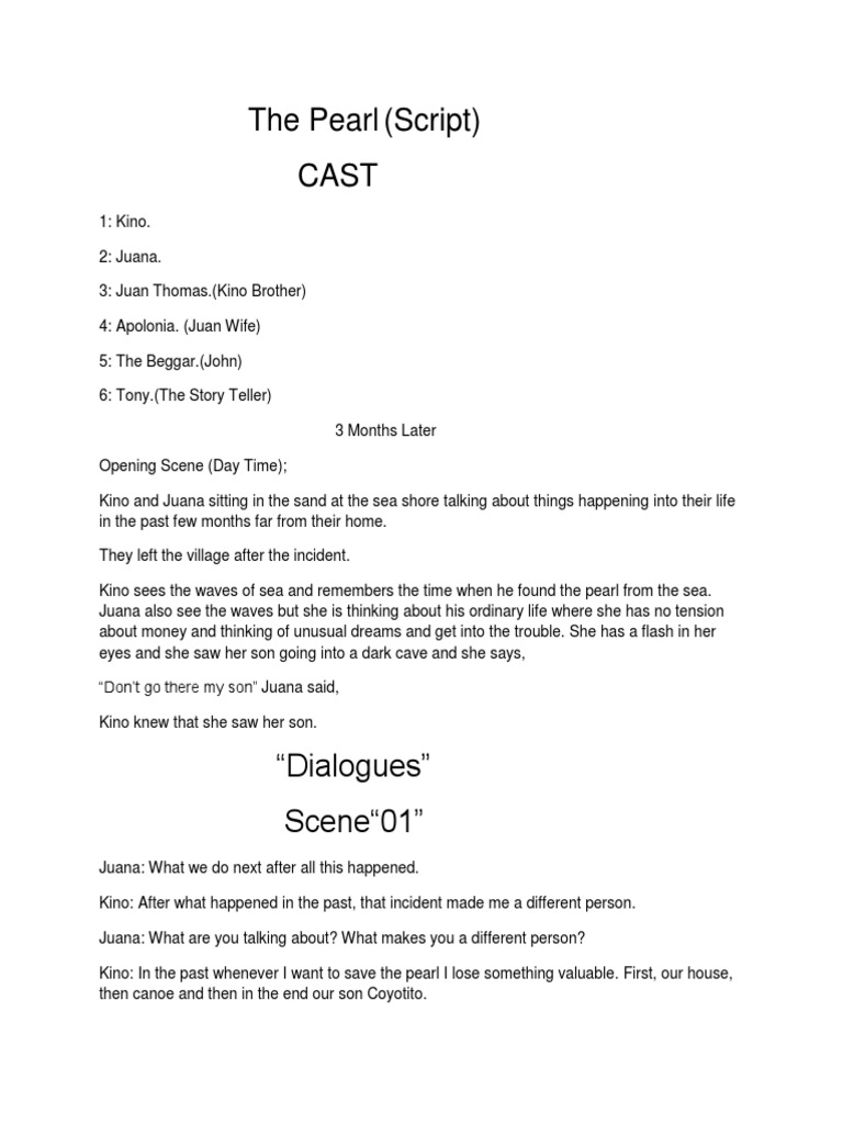 The Pearl (Script) Cast | PDF