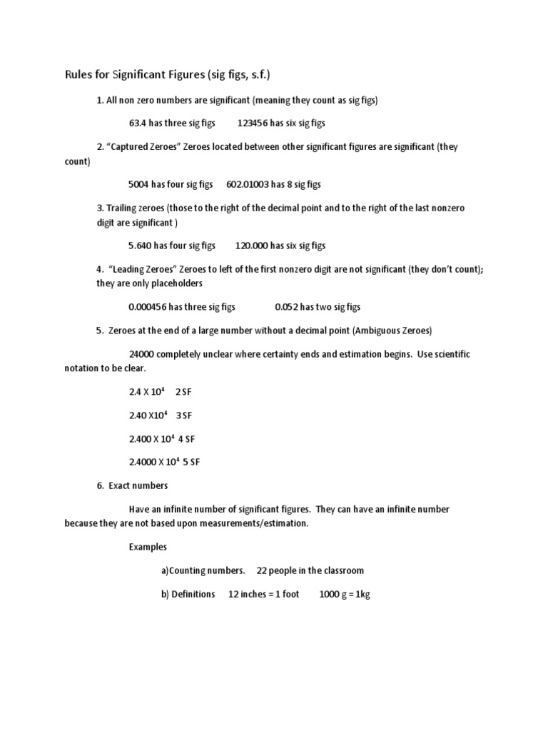 Rules For Significant Figures | Download Free PDF | Significant Figures ...