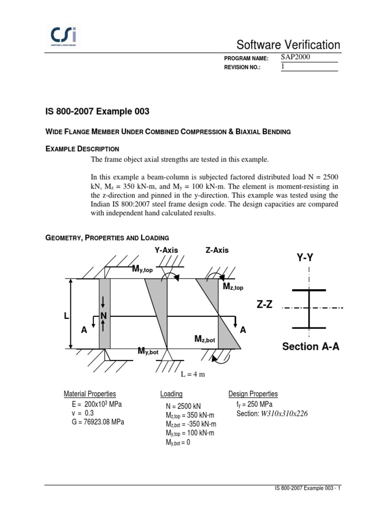 IS 800-2007 Example 003rwerwerwe | PDF | Bending | Buckling