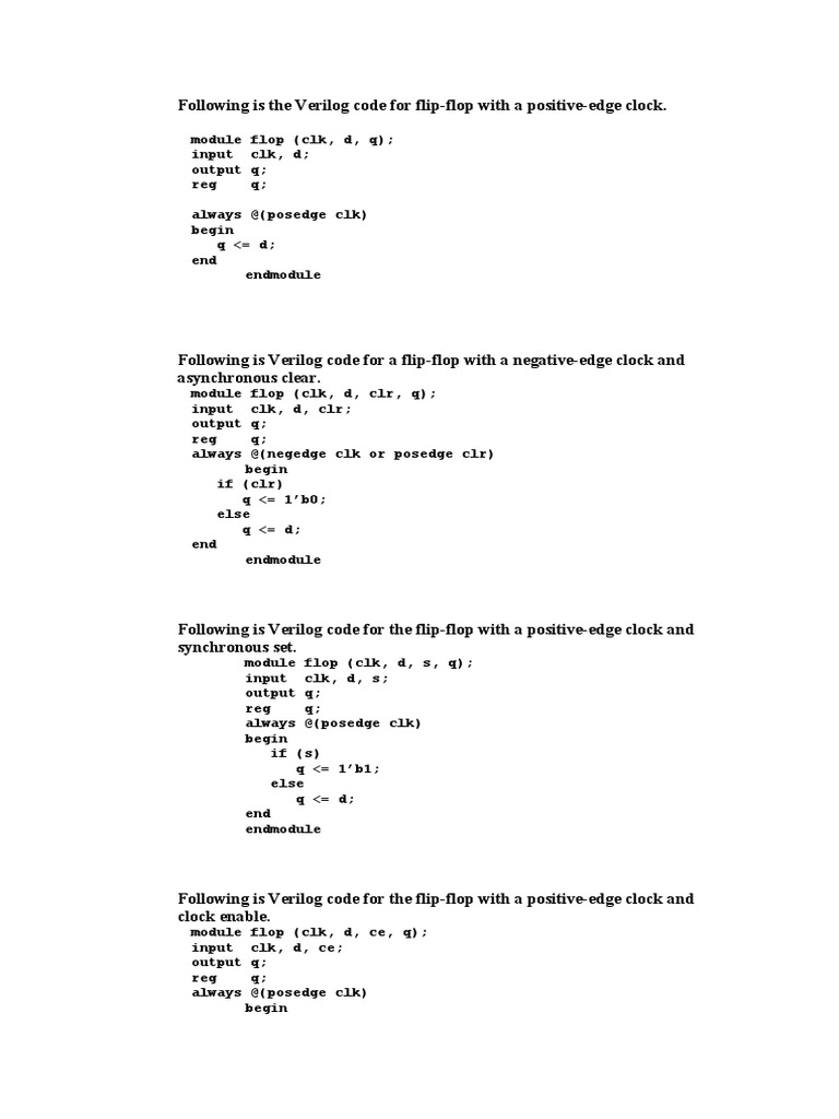 Following Is The Verilog Code For Flip | PDF | Computer Architecture ...