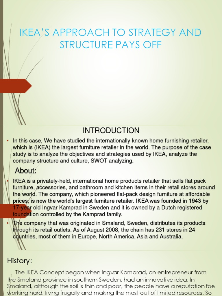 IKEA Strategy & Structure Analysis | PDF | Retail | Strategic Management