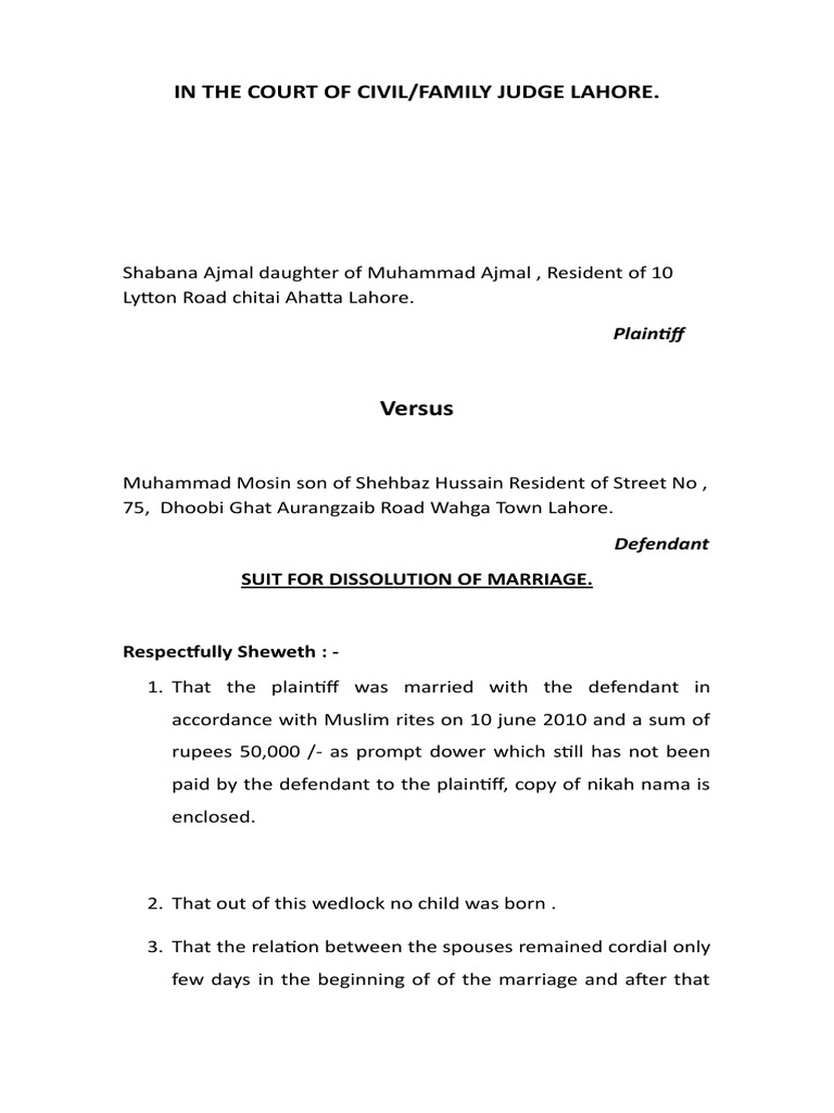 Suit For Dissolution of Marriage | PDF | Marriage | Justice