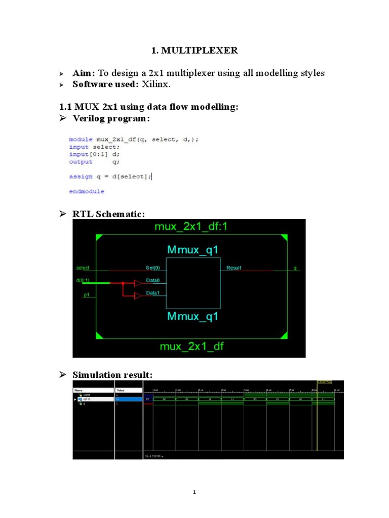 Multiplexer, Demultiplexer and Encoder With Simulation and RTL Schematic | PDF | Scientific ...