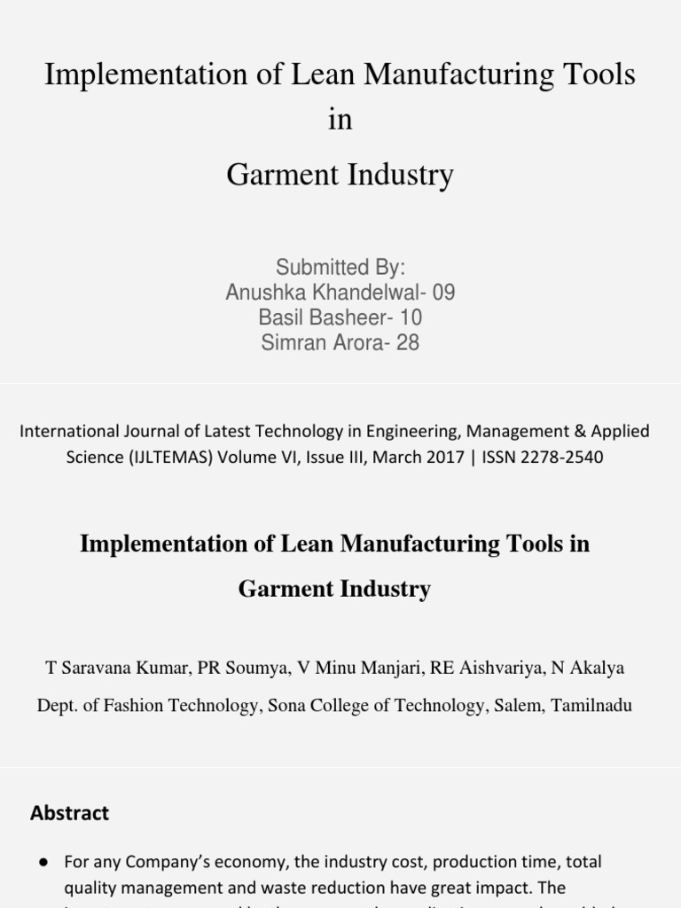 Implementation of Lean Manufacturing Tools | PDF | Lean Manufacturing ...