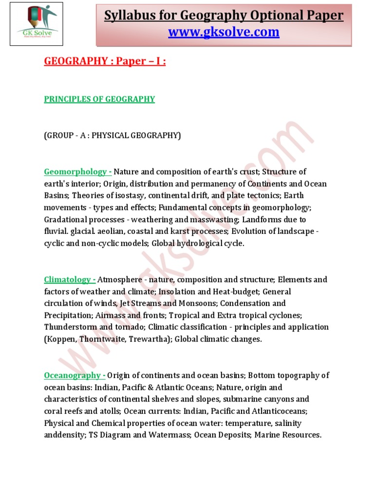 WBCS Geography Optional Syllabus 2025 | PDF | Agriculture | Oceans