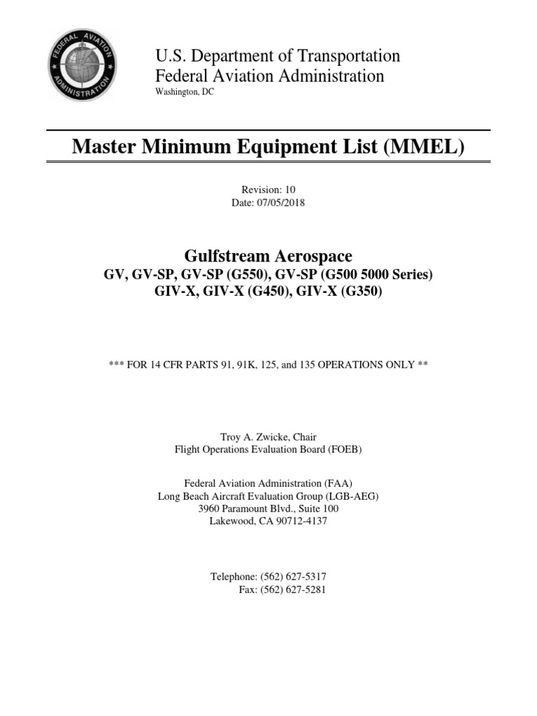 Mmel G550 R10 | PDF | Federal Aviation Administration | Aircraft