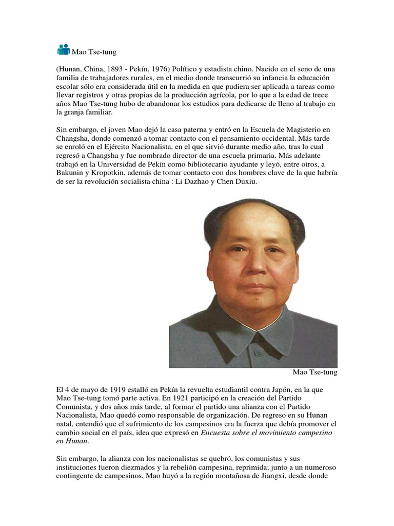 Biografia de Mao Tse Tung | PDF | Mao Zedong | Confucio