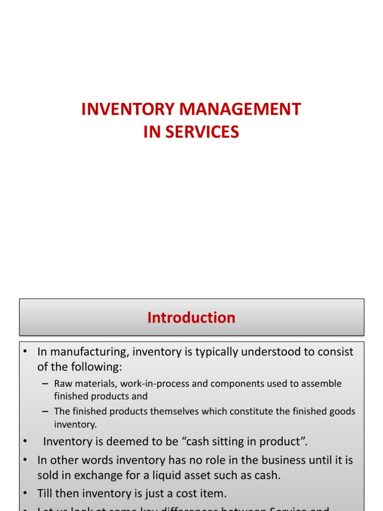 Inventory Management in Services | PDF | Inventory | Retail