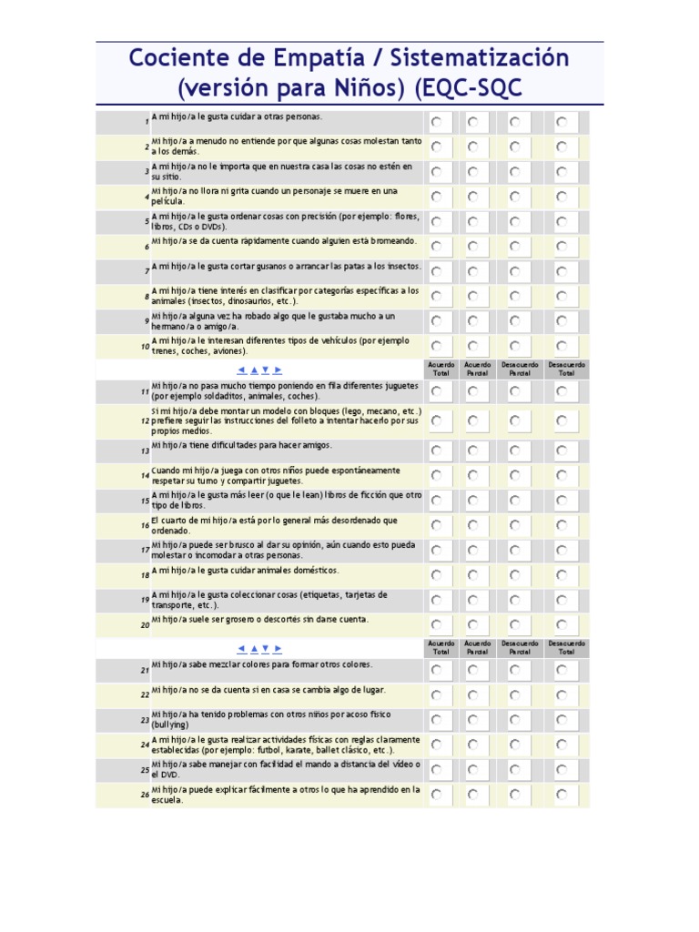 6 Test para Diagnosticar Autismo y Asperger | PDF | Síndrome de ...