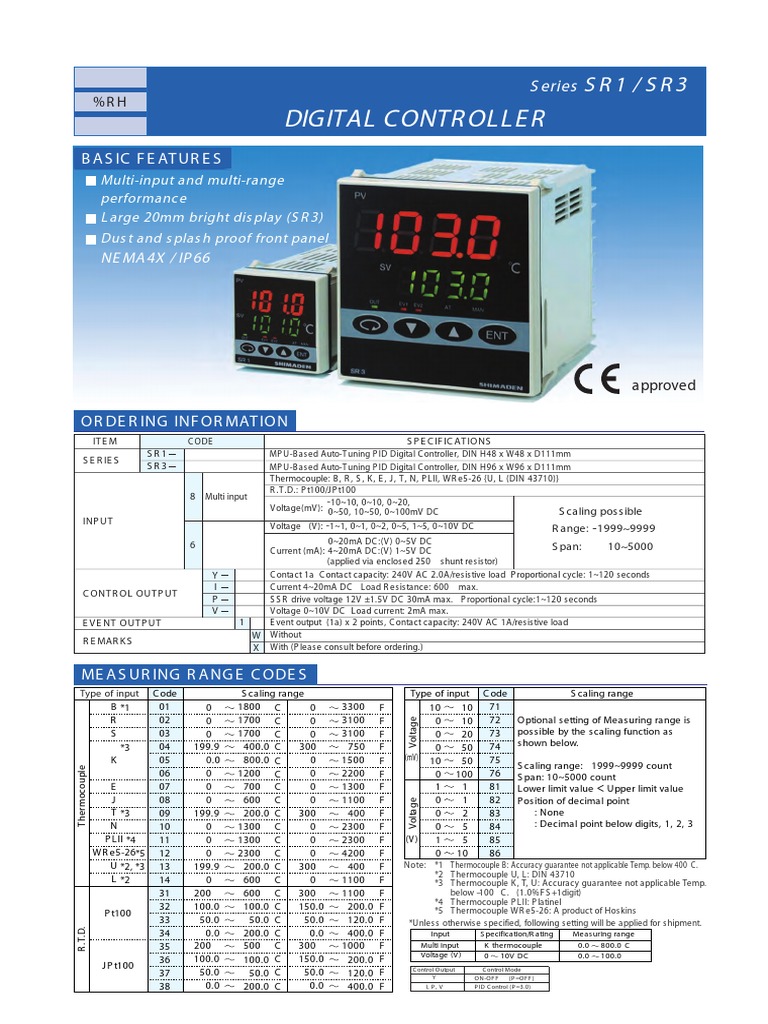Manual del Controlador Shimaden SR1/SR3 | PDF | Naturaleza