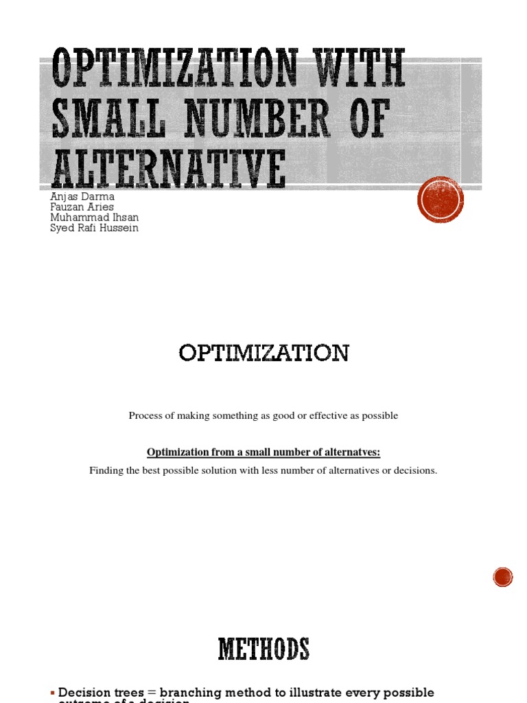 Optimization With Small Number of Alternatives | PDF | Decision Making ...