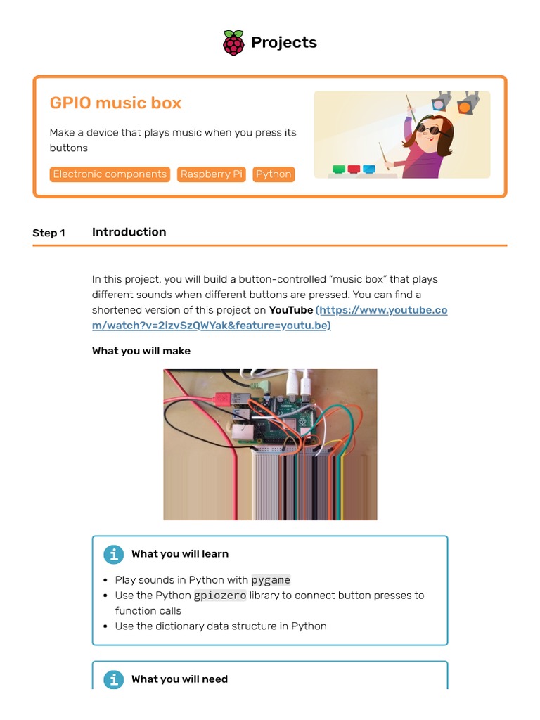 GPIO Music Box - Raspberry Pi Projects PDF | PDF | Computer Engineering | Software
