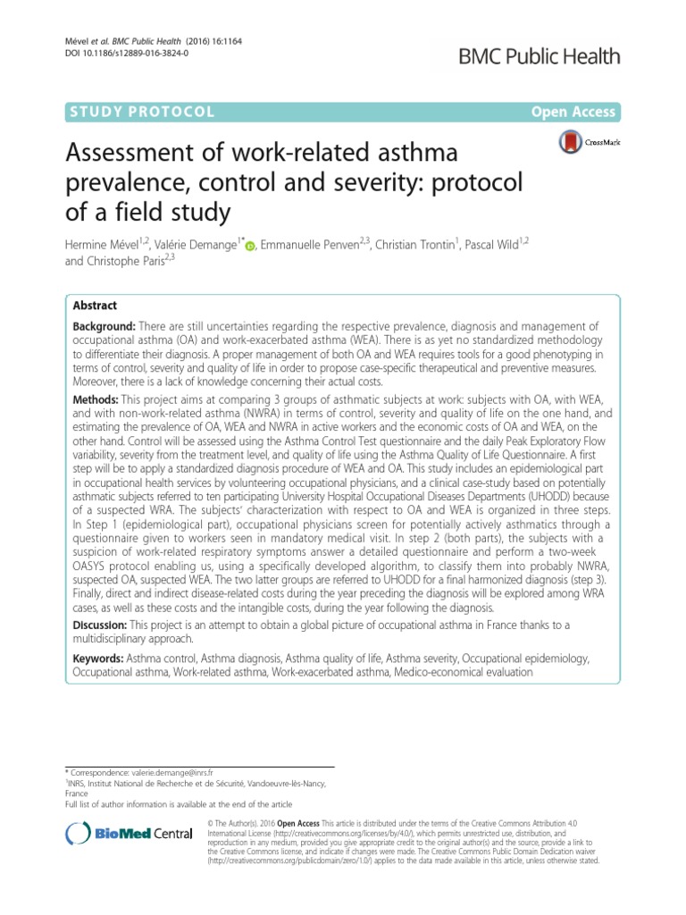 Asma Ocupacional Articulo 1 | PDF | Asthma | Medical Diagnosis