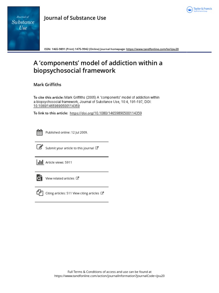 A Components' Model of Addiction Within A Biopsychosocial Framework ...