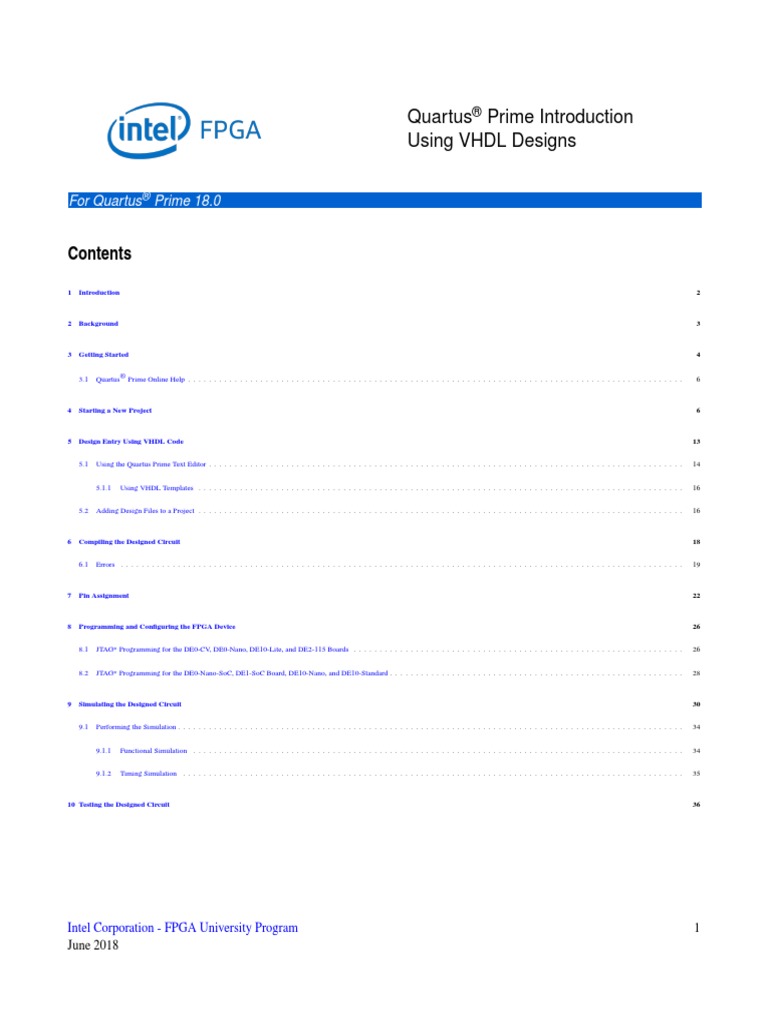 Quartus Prime Introduction Using VHDL Designs | PDF | Field Programmable Gate Array | Vhdl