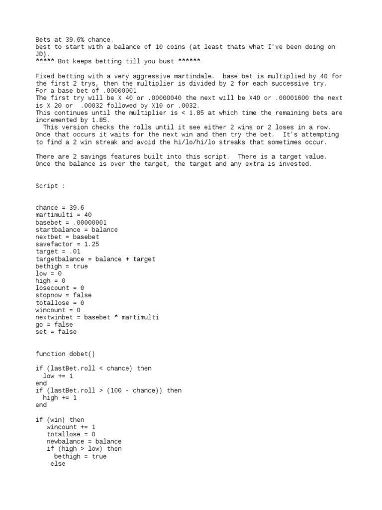 Script Dice Bot 1 | PDF | Gaming | Gaming And Lottery