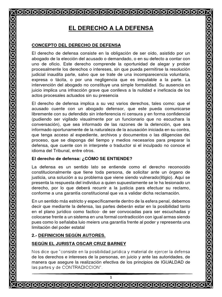 Derecho a la Defensa: Conceptos Clave | PDF | Ley procesal | Debido al ...