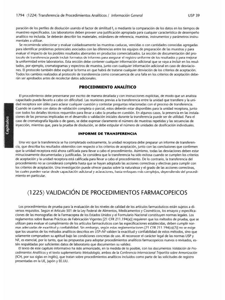 USP - 1225 - 1226 - Validación y Verificación de Métodos Analíticos ...