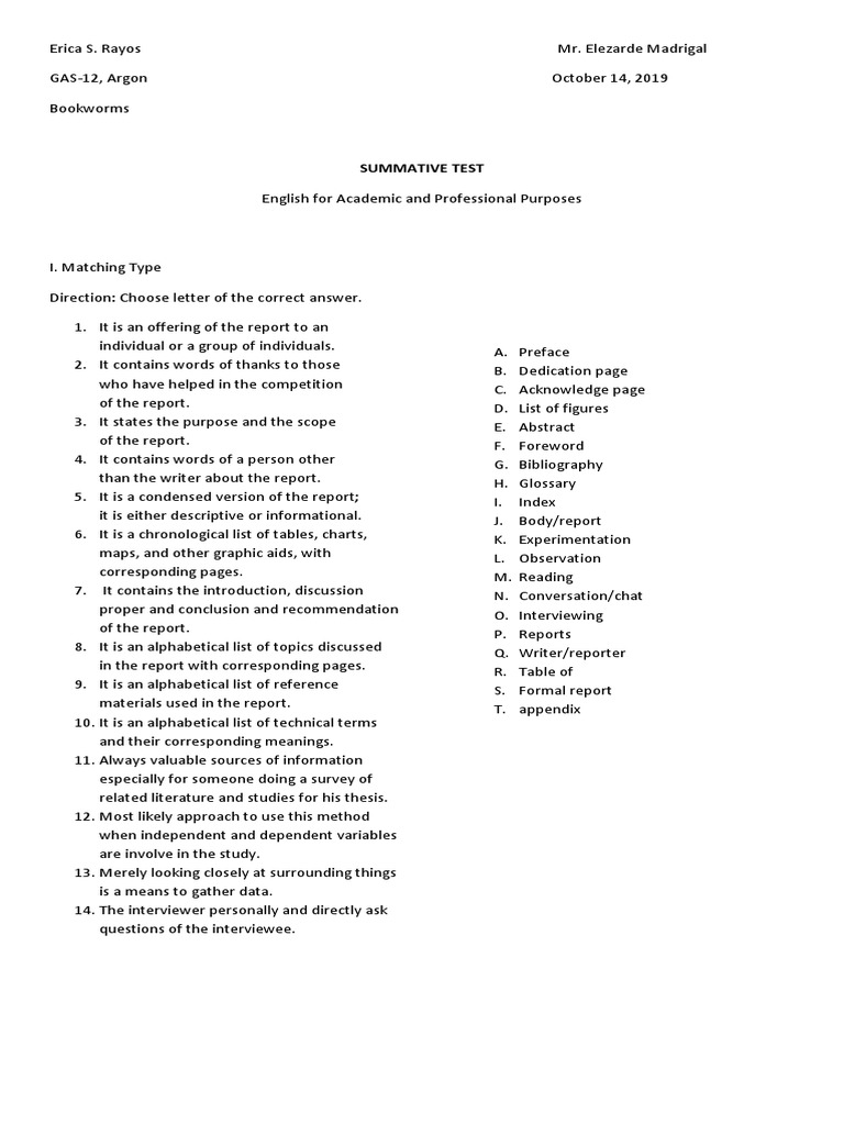 Erica Test | PDF | Survey Methodology | Questionnaire