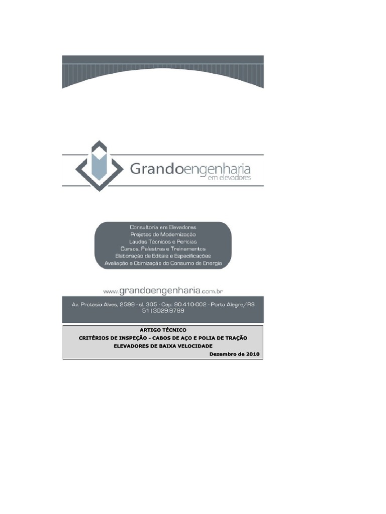Análise de Desgaste de Cabos e Polias para Elevador | PDF | Vestir-se ...