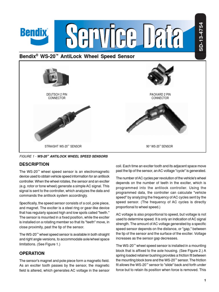 Bendix Ws-20 Antilock Wheel Speed Sensor: Description | PDF ...