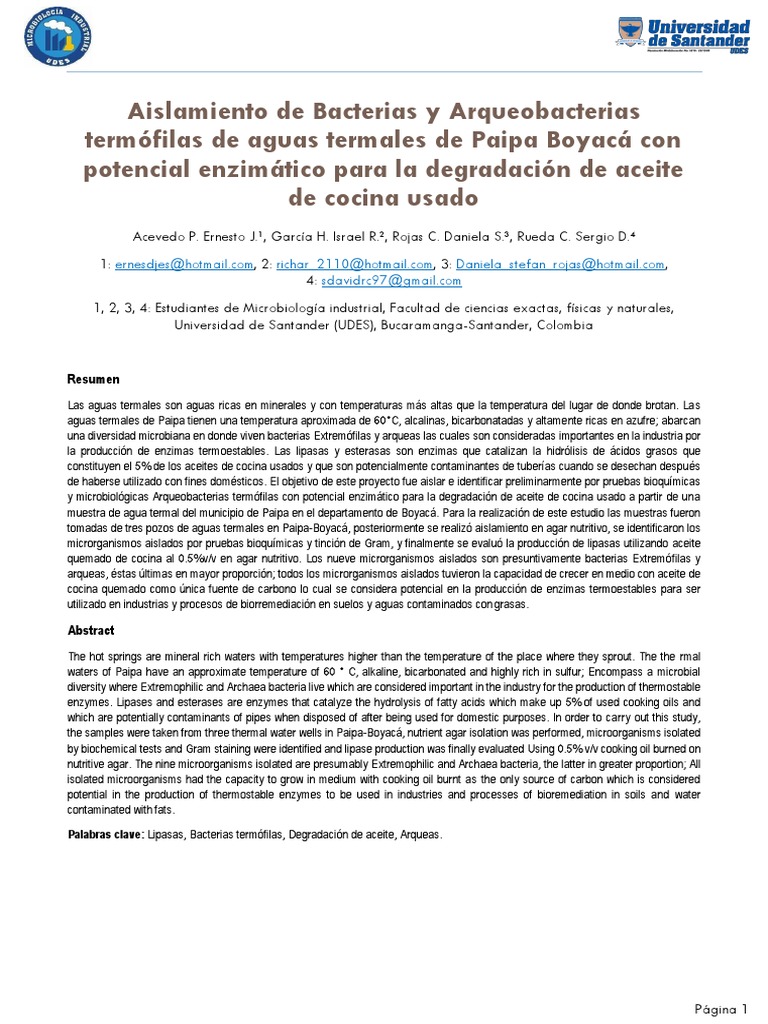 Bacterias Termofilas | PDF | Archaea | Las bacterias