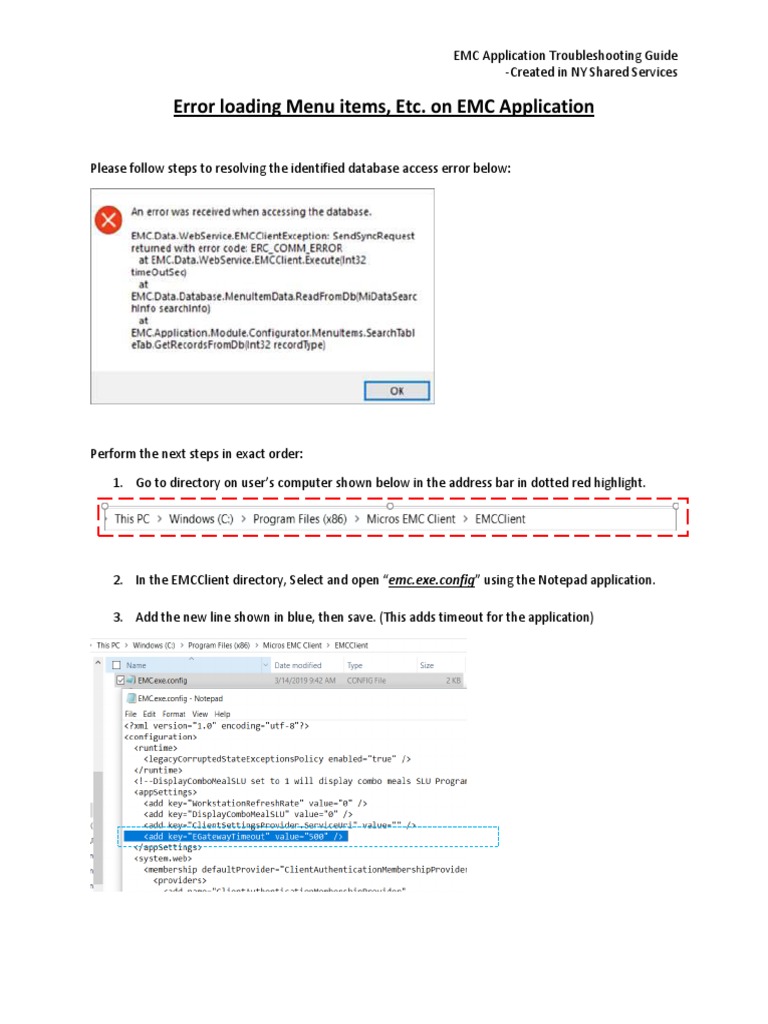 EMC Database Access Error Fix | PDF