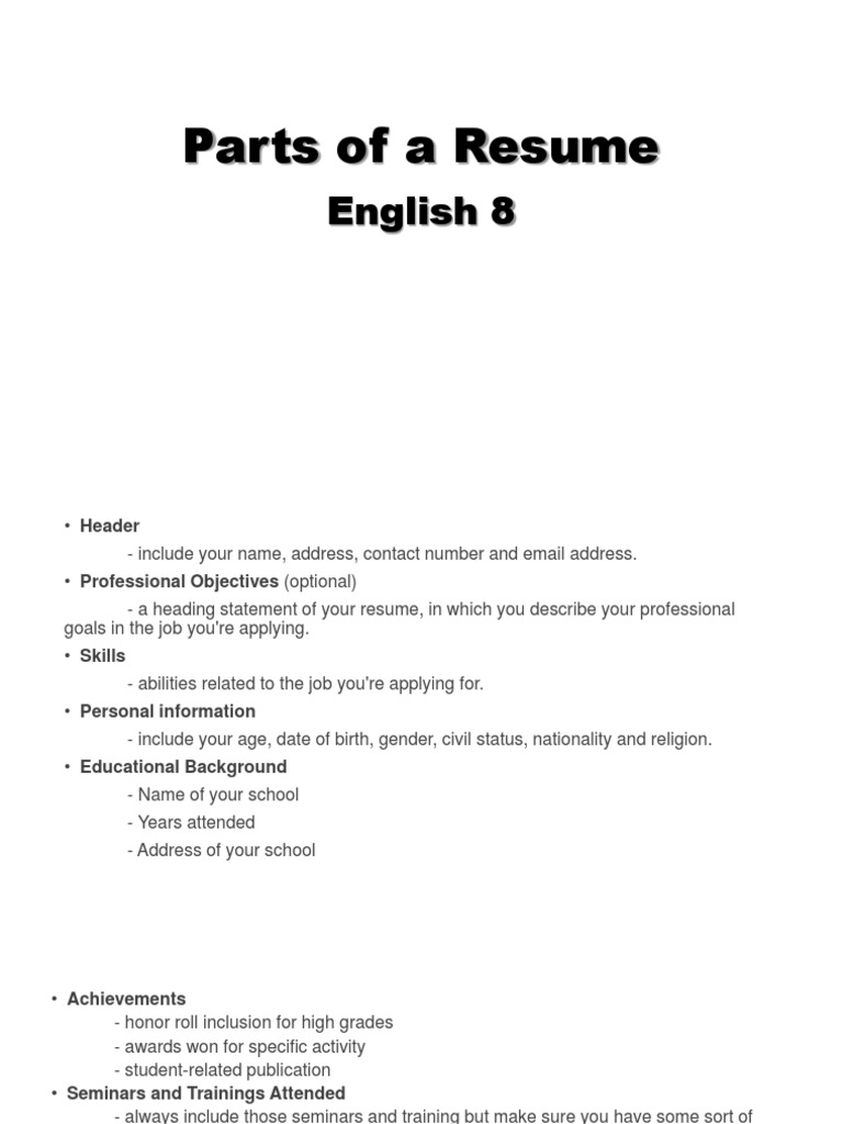 Key Components of a Resume | PDF